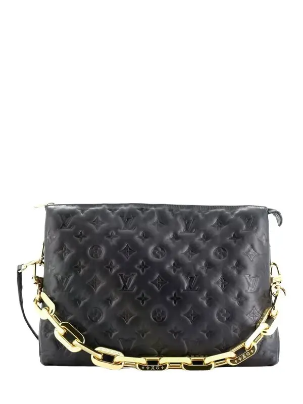 LOUIS VUITTON Coussin Mm Crossbody Bag Monogram Embossed Lambskin - Black