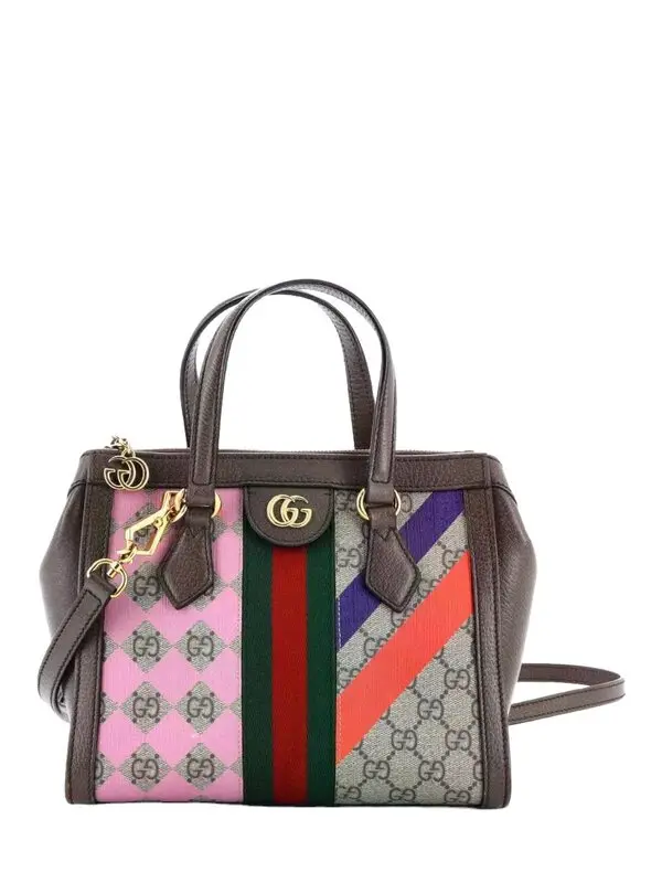 Gucci Ophidia Top Handle Geometric Gg Coated Canvas Small Satchel - Brown