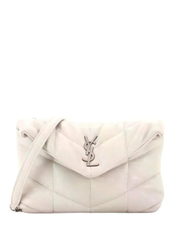 Saint Laurent Loulou Puffer Mini Crossbody Bag Quilted Leather - Neutrals