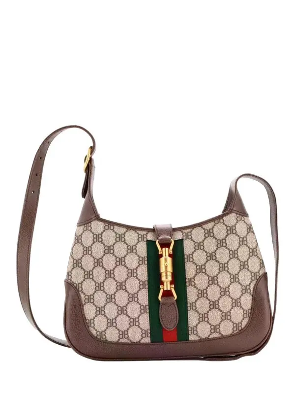 Balenciaga X Gucci The Hacker Project Jackie 1961 Bb Coated Canvas Small Hobo Bag - Brown