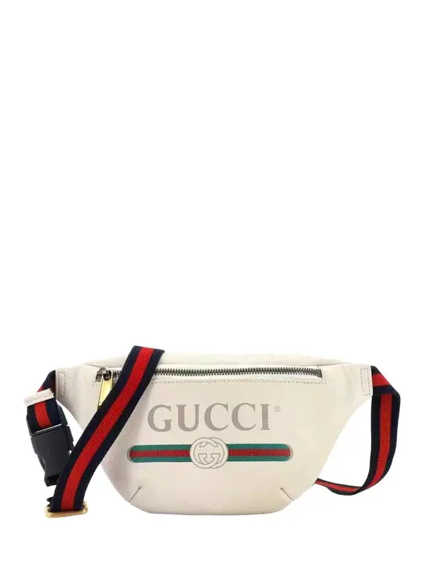 Gucci Leather Small Belt Bag With Logo - White
