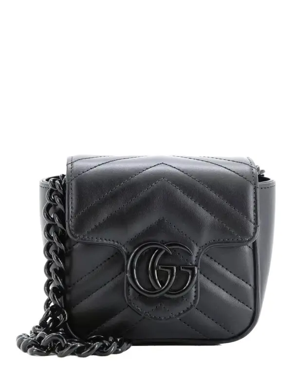 Gucci Gg Marmont Flap Matelassé Leather Mini Belt Bag - Black