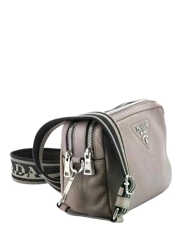 Prada Dual Strap Double Zip Camera Crossbody Bag - Grey
