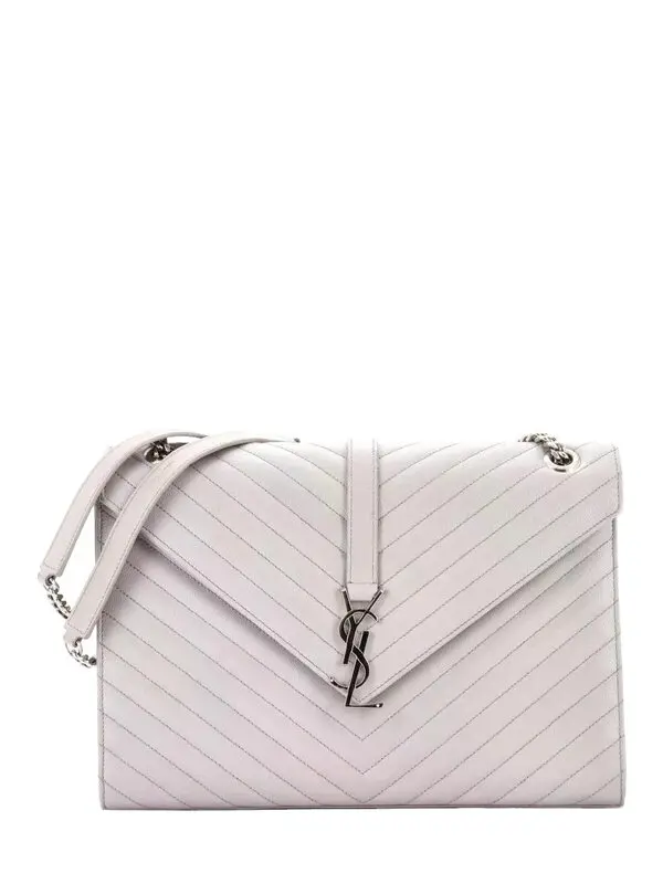 Saint Laurent Classic Monogram Envelope Satchel - Grey
