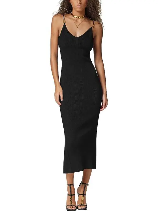 Versace Knitted Midi Dress - Black