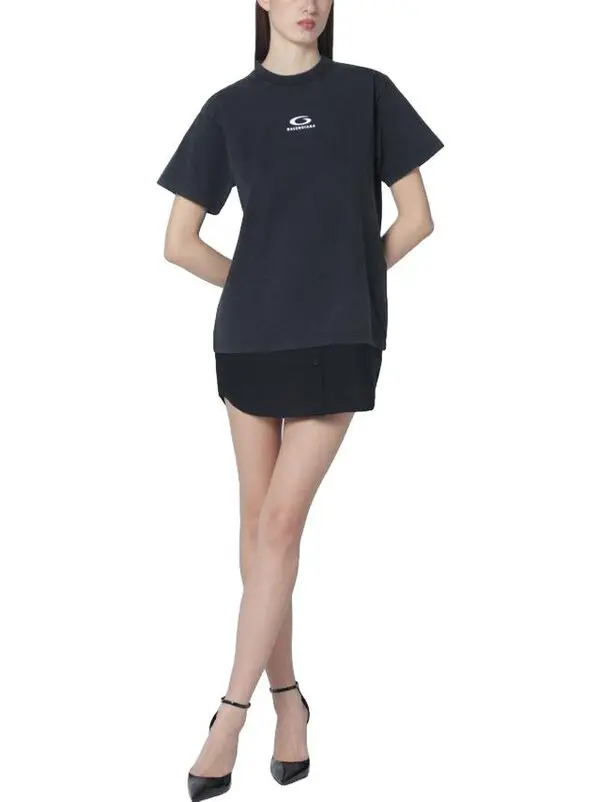 Balenciaga Washed Loop Sports Icon Mini Dress - Black