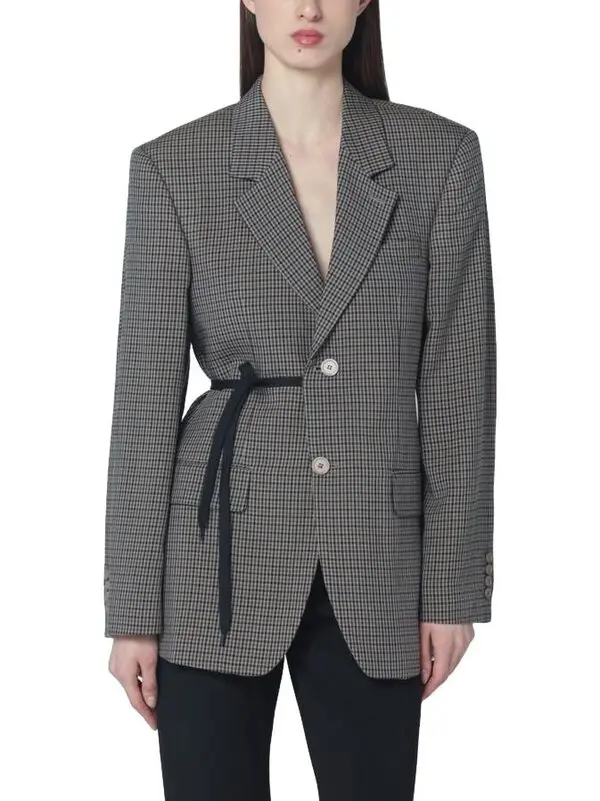 Balenciaga Vichy Pattern Jacket With Lace Detail - Green