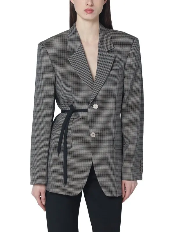 Balenciaga Gingham Lyocell Jacket With Lace Detail - Green