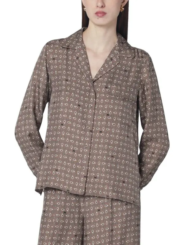 Max Mara Printed Silk Shirt - Brown