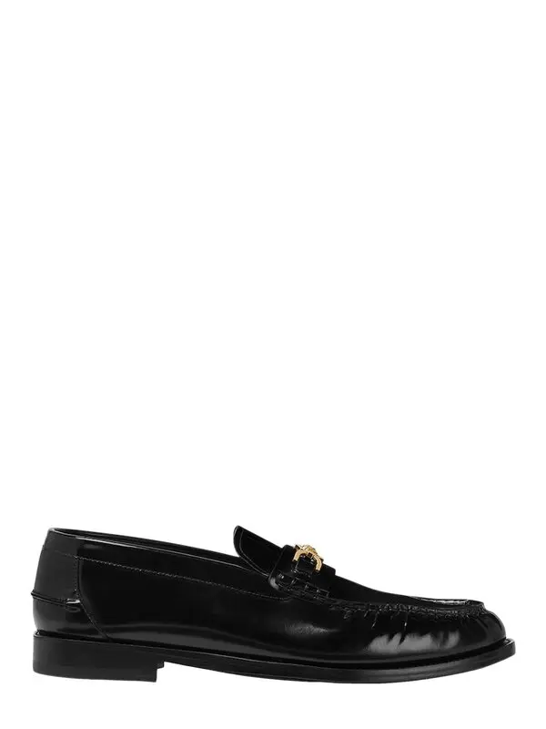 Versace Leather Loafers With Medusa 95 Hardware - Black