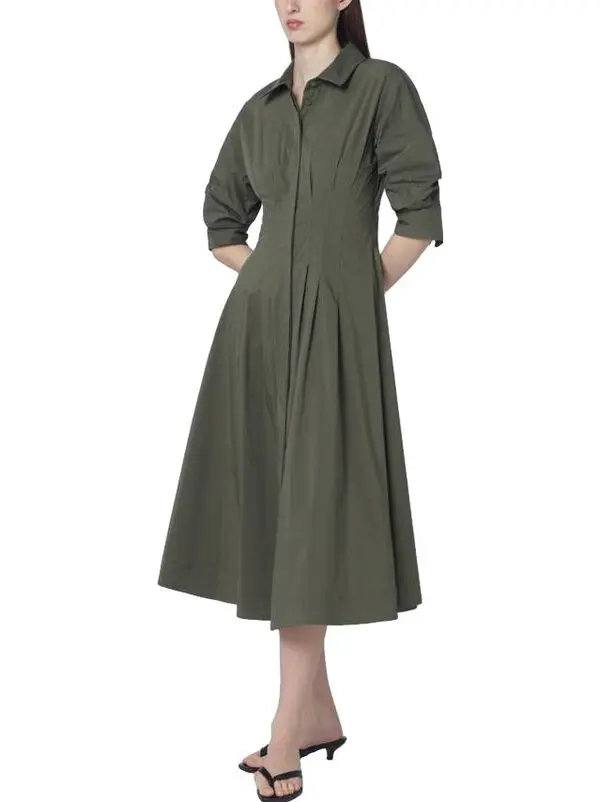 Simkhai Military Midi Shirt Dress - Green