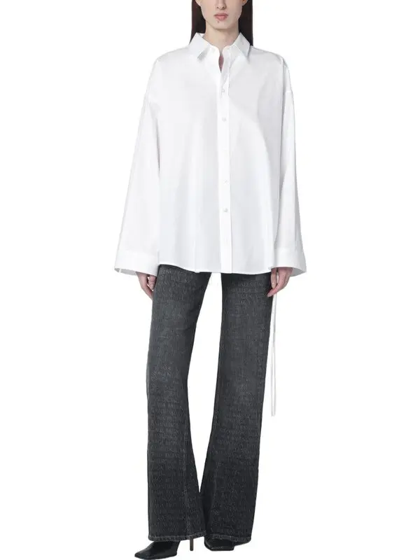 Balenciaga Cotton Poplin Shirt With Lace-up Details - White