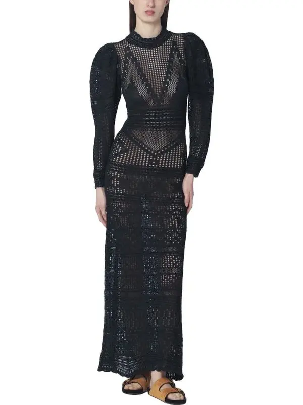 Isabel Marant Long Openwork Dress - Black