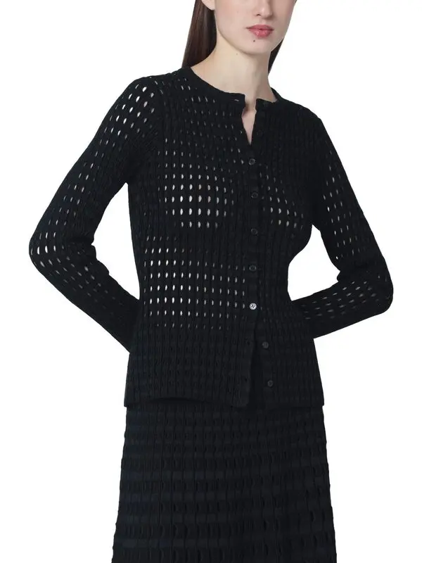 Simkhai Mabel Openwork Knit Cardigan - Black