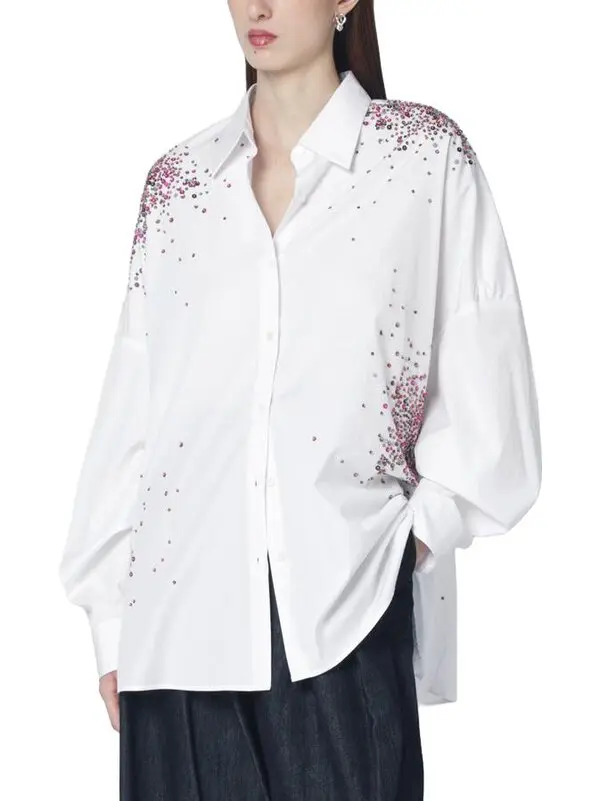 Dries Van Noten Oversized Shirt With Firework Embroidery - White