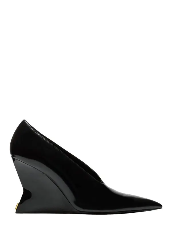 Balmain 95mm Patent Leather Wedged Pumps - Black