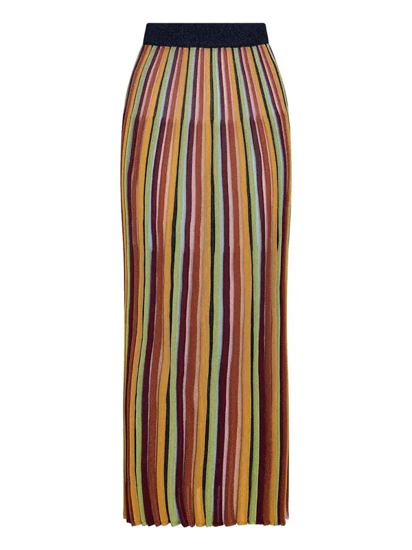 Zimmermann Metallic Striped Ribbed-knit Midi Skirt - Multicolor