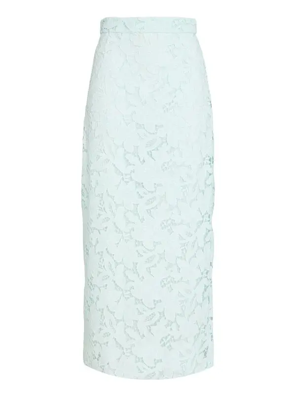 Zimmermann Guipure Lace Midi Pencil Skirt - Mint