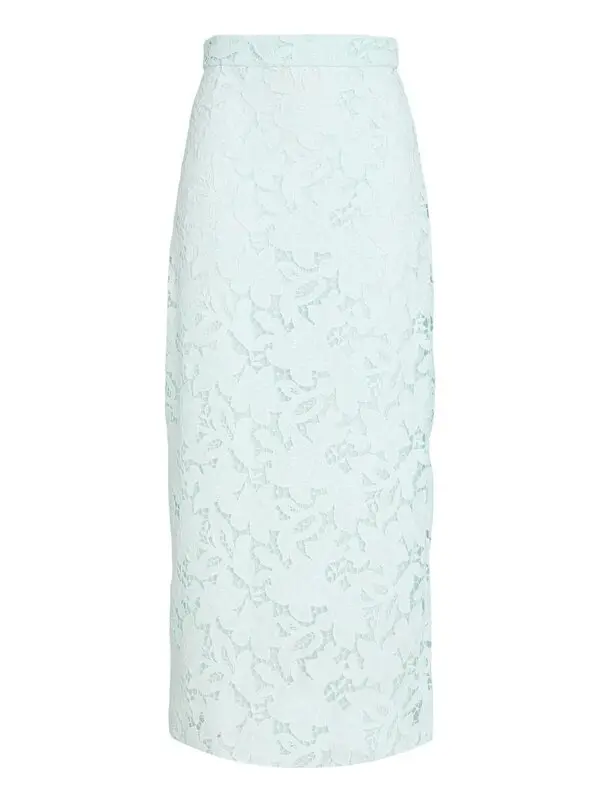Zimmermann Guipure Lace Midi Pencil Skirt - Mint