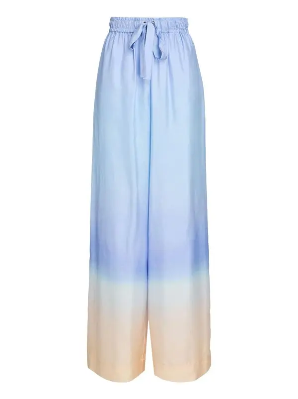 Zimmermann Dégradé Silk-twill Wide-leg Pants - Light Blue