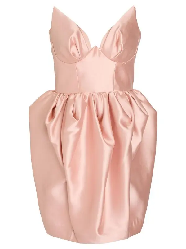 Zimmermann Strapless Silk And Wool-blend Mikado Mini Dress - Pastel Pink