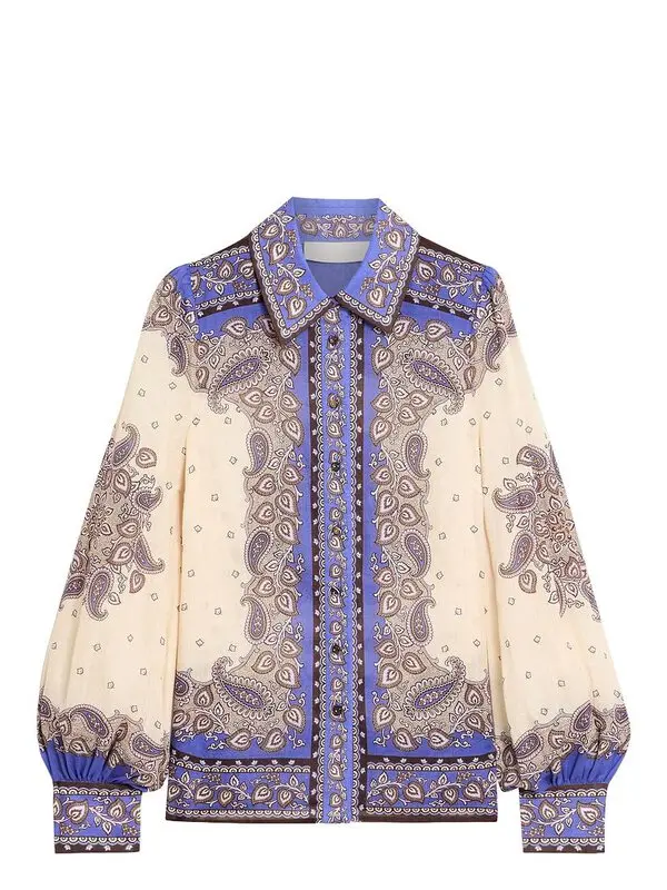 Zimmermann Paisley-print Ramie Shirt - Purple