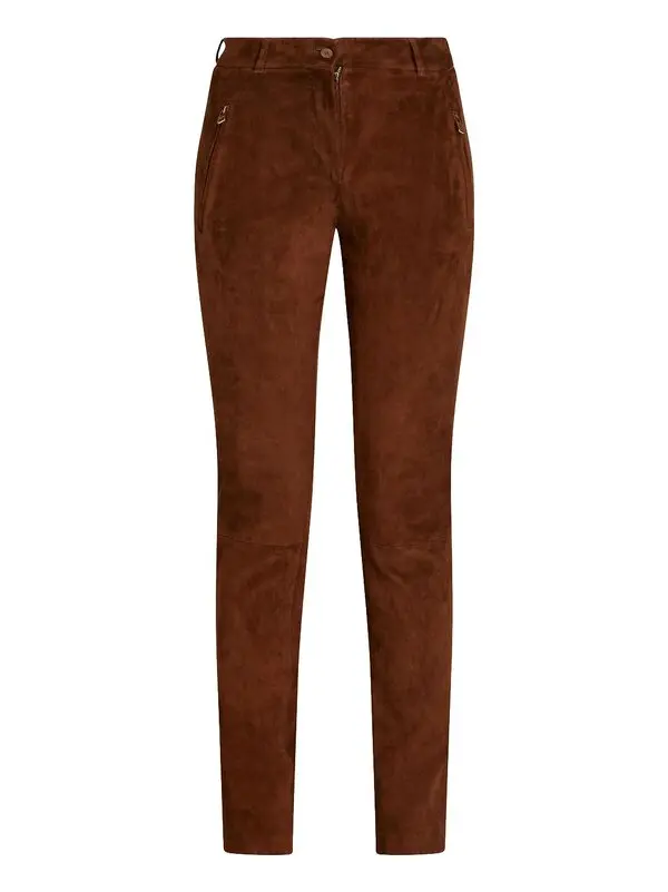 Loro Piana Slim-leg Suede Pants - Brown