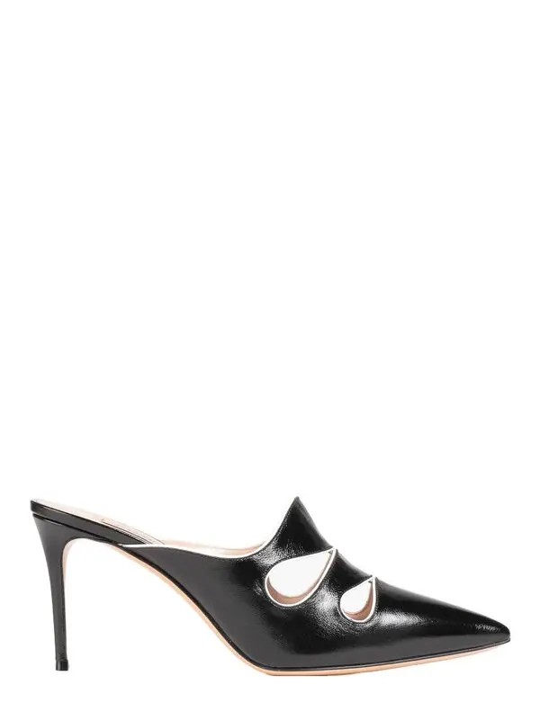 Casadei Cutout Leather Mules - Black