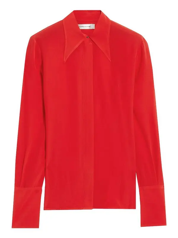 Victoria Beckham Silk Crepe De Chine Shirt - Tomato Red