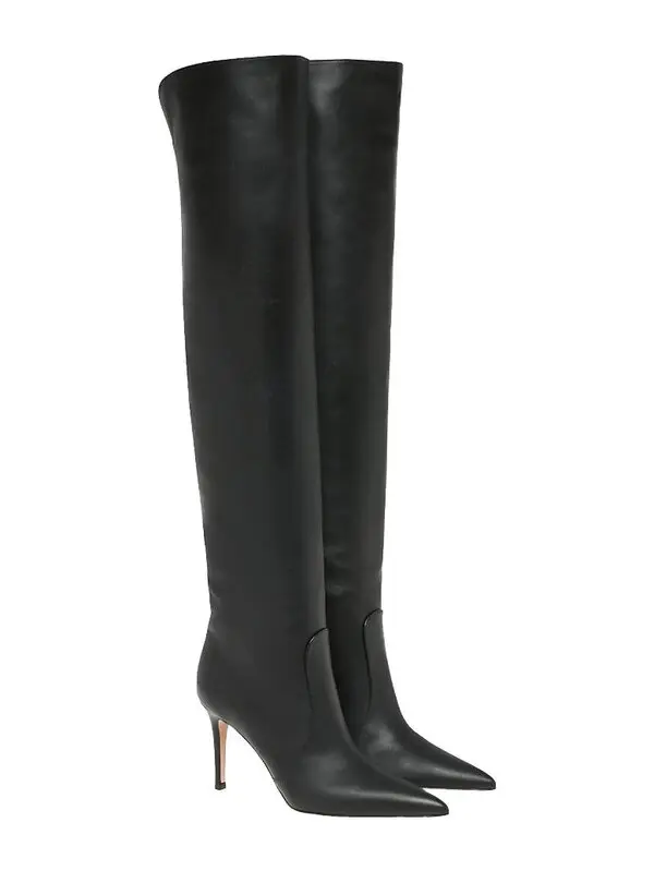 GIANVITO ROSSI Hansen Cuissard Boot - Black Nappa Leather