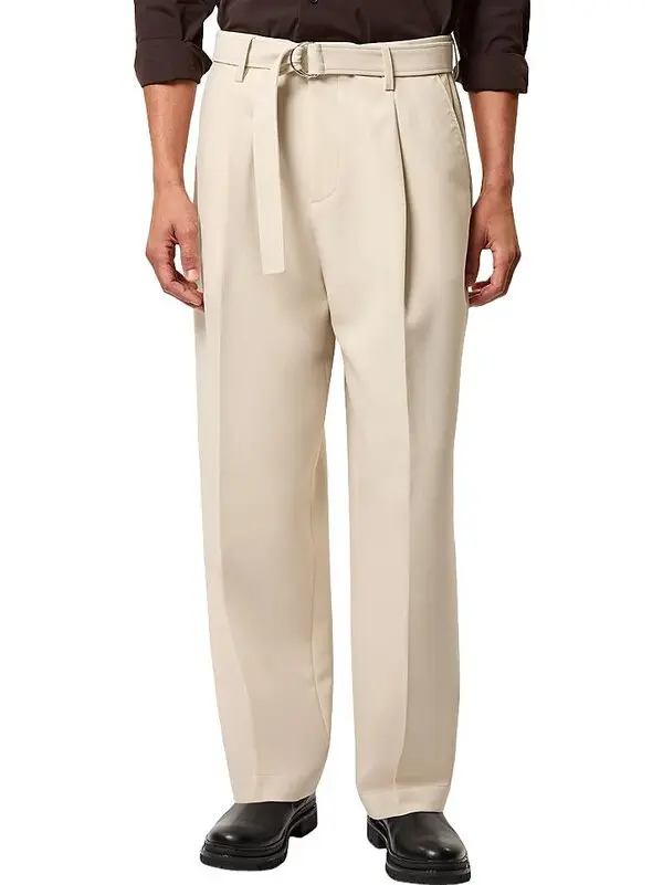 REISS Atwell Wide Leg Trousers - Stone