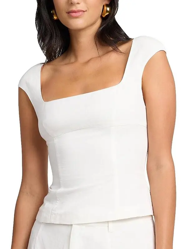 Onia Linen-tencel Peplum Top - White