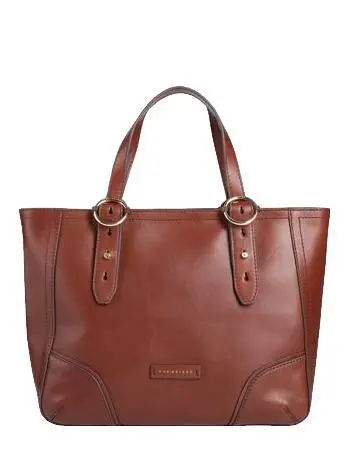 THE BRIDGE Leather Tote With Logo - Brown