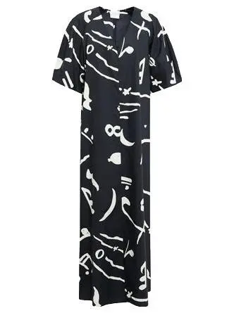 ALYSI Cotton Maxi Dress - Black