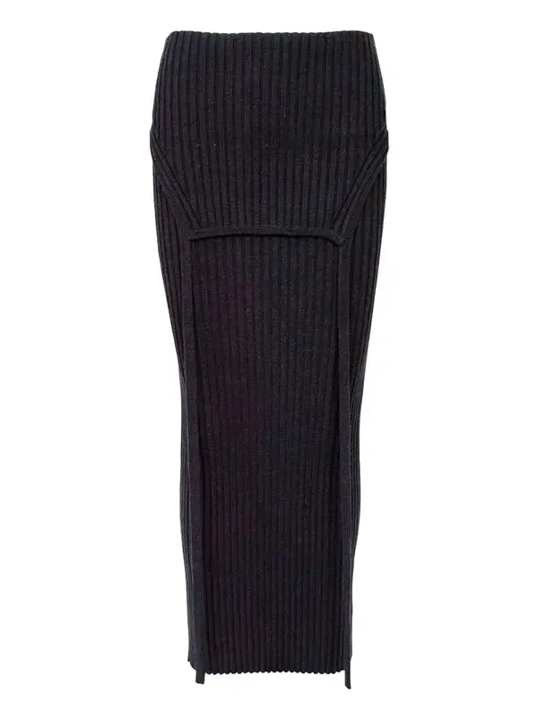 AISLING CAMPS Ribbed Knit Midi Skirt - Grey