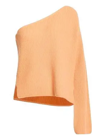 FORTE_FORTE Ribbed One-shoulder Sweater - Orange