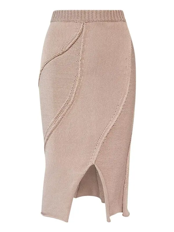 AISLING CAMPS Diagonal Knit Slit Skirt - Grey