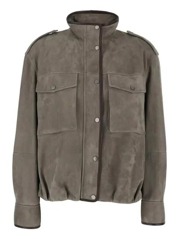 Brunello Cucinelli Faded Suede Jacket - Green