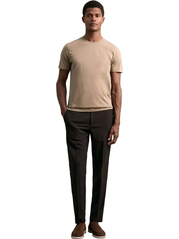 REISS Bless Cotton Crew Neck T-shirt - Light Taupe Brown