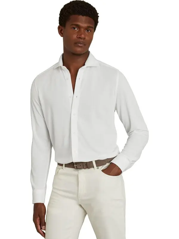 REISS Bobby Modal Blend Cutaway Collar Shirt - White