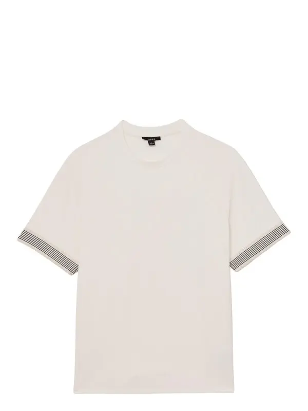 REISS Aries Textured Tape-cuff Modern-fit T-shirt - White