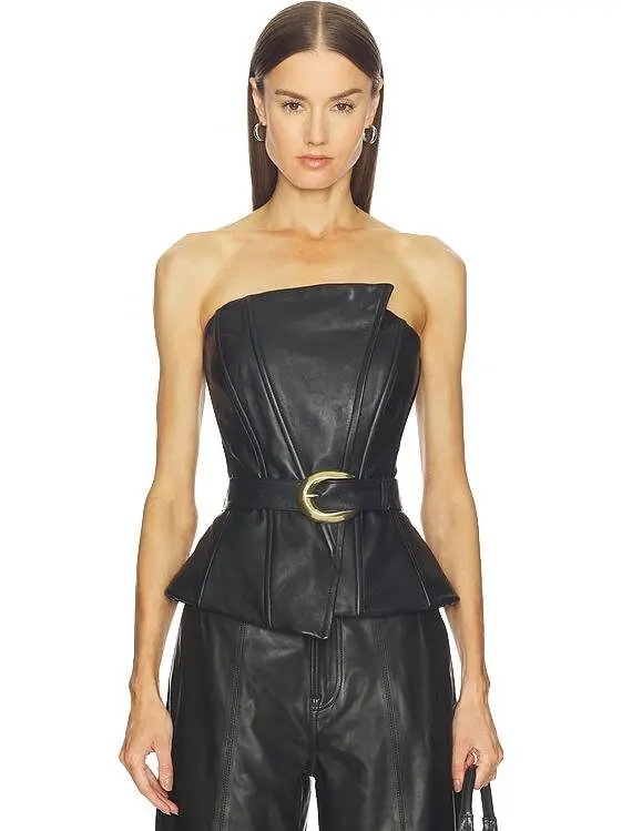 LAMARQUE Cala Leather Top - Black