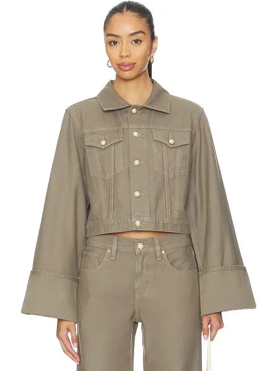 Hudson Jeans Cuffed Cropped Jacket - Washed Olive