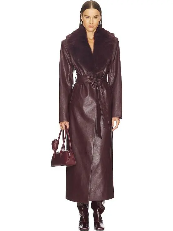 CAMILA COELHO Nala Faux Leather Coat - Oxblood
