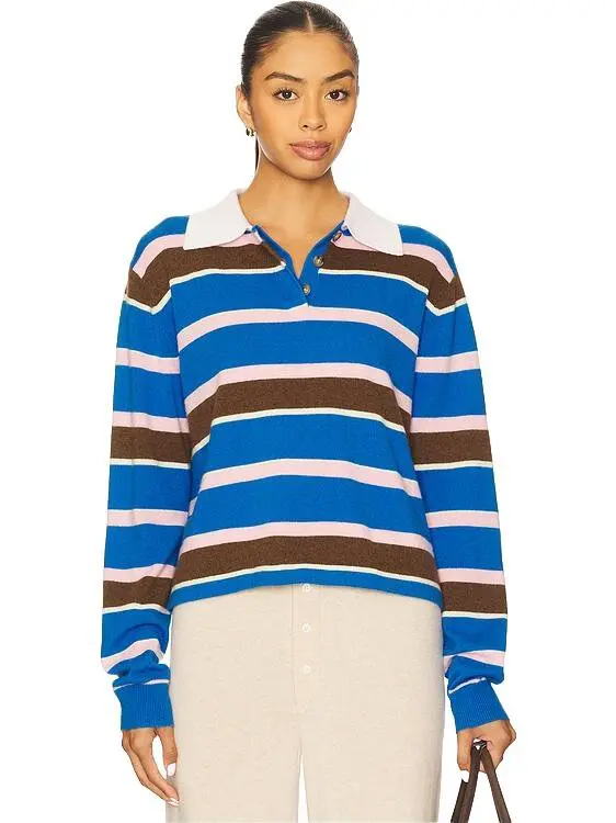 Guest In Residence Cropped Stripe Rugby Sweater - Twilight Combo
