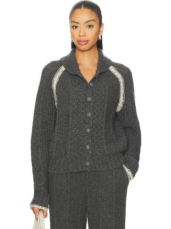 Guest In Residence Marlowe Cable Cardigan - Charcoal