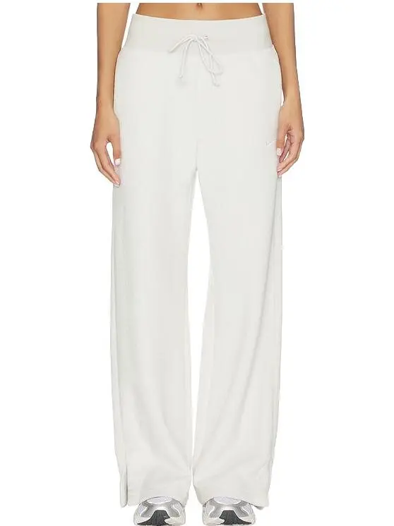 Nike High Waisted Wide Leg Cozy Fleece Pant - Light Bone & Sail