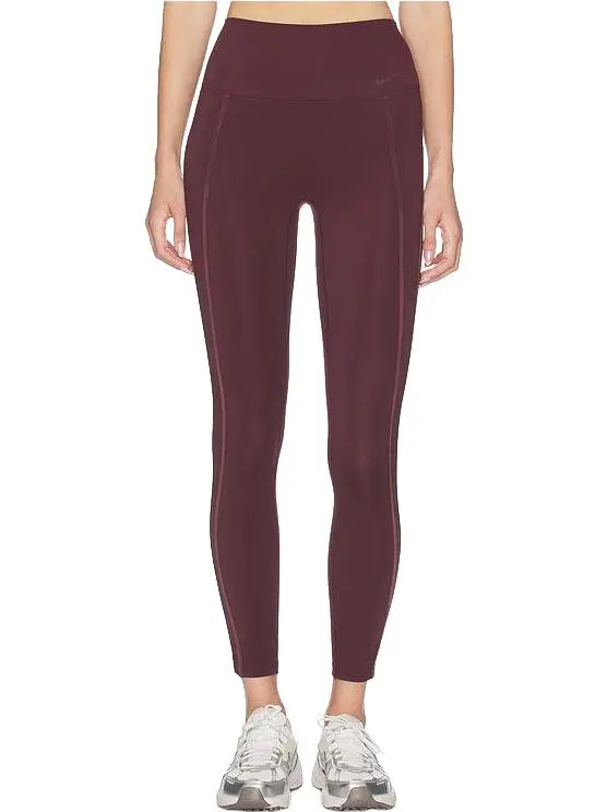 Nike High Waisted 7/8 Legging In Burgundy - Burgundy Crush & Burgundy Ash