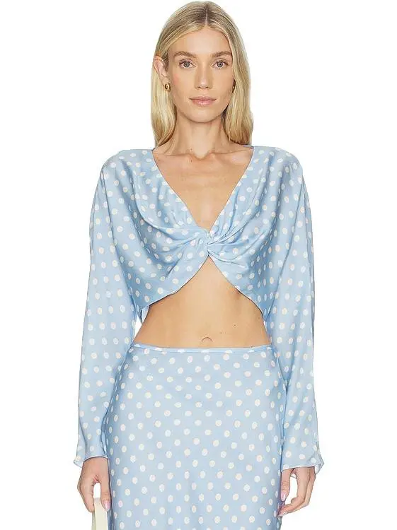 Posse Tillie Long Sleeve Top - Blue Polka Dot