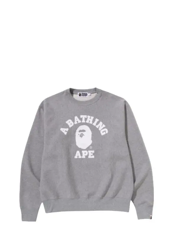 BAPE Classic College Crewneck Sweatshirt - Gray